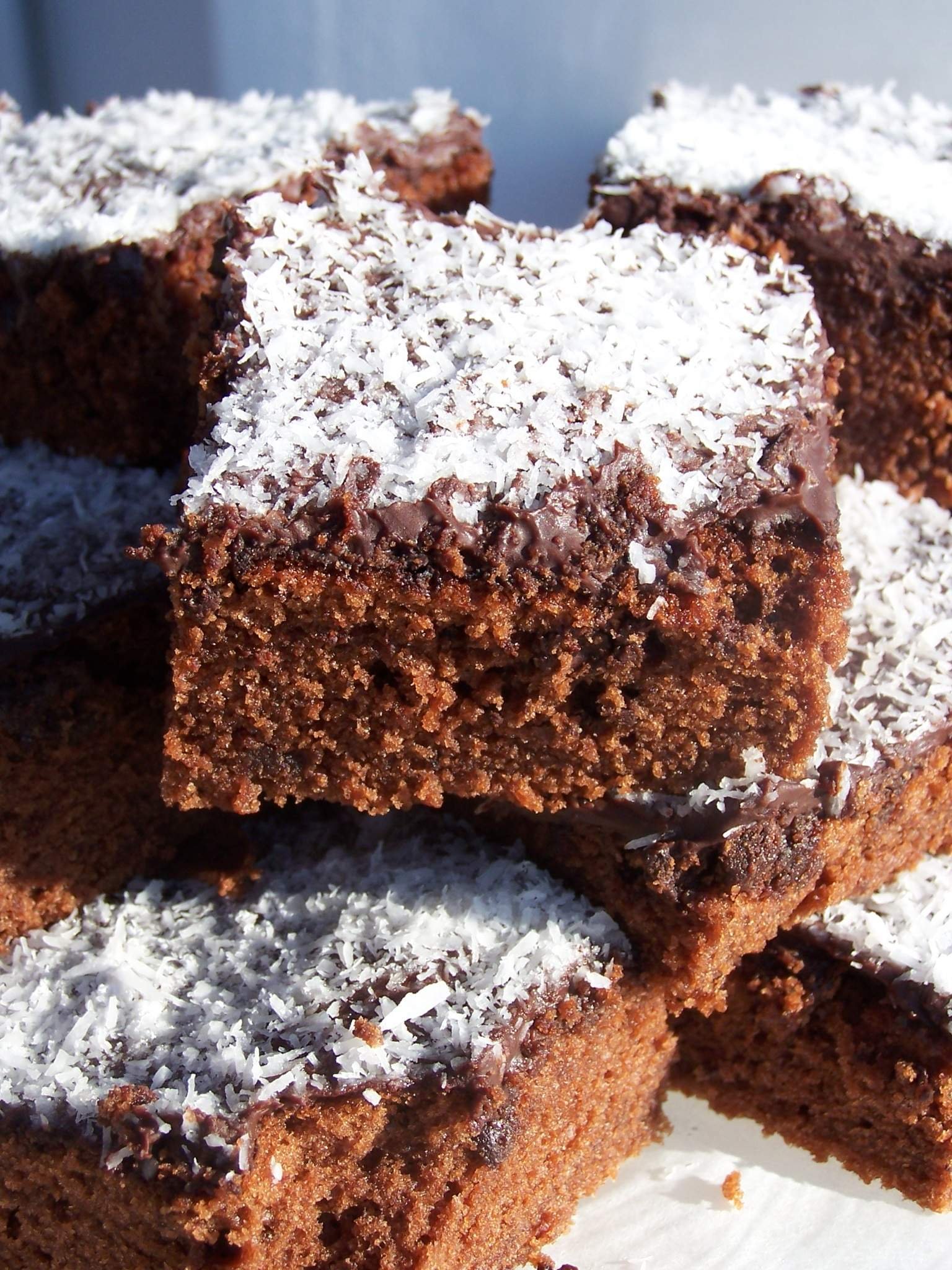 Chocolate and Coconut squares - Recipe- Baking - Popi's Cooking