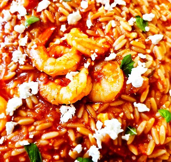 Greek Kritharoto with Shrimps and Feta - Pasta