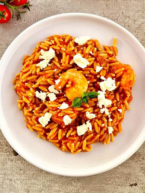Greek Kritharoto with Shrimps and Feta - Pasta